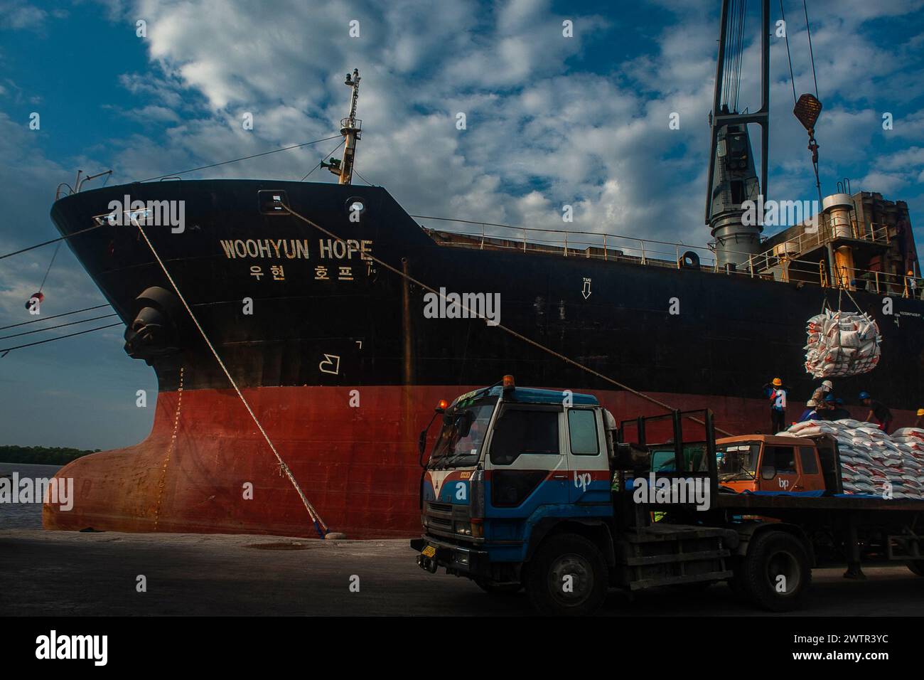 Security standard worker activities were seen at the Indonesian Port ...