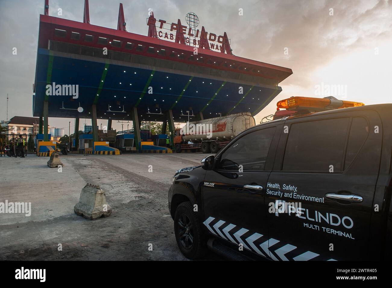 Security standard worker activities were seen at the Indonesian Port ...