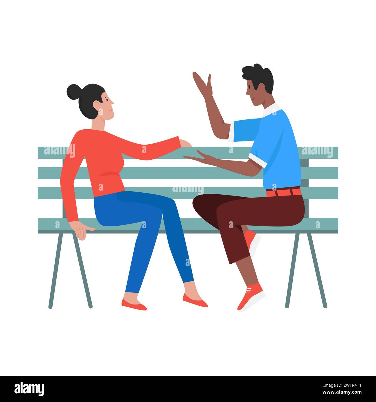 Couple sitting on a bench. Outdoor romantic date, relaxing outside ...