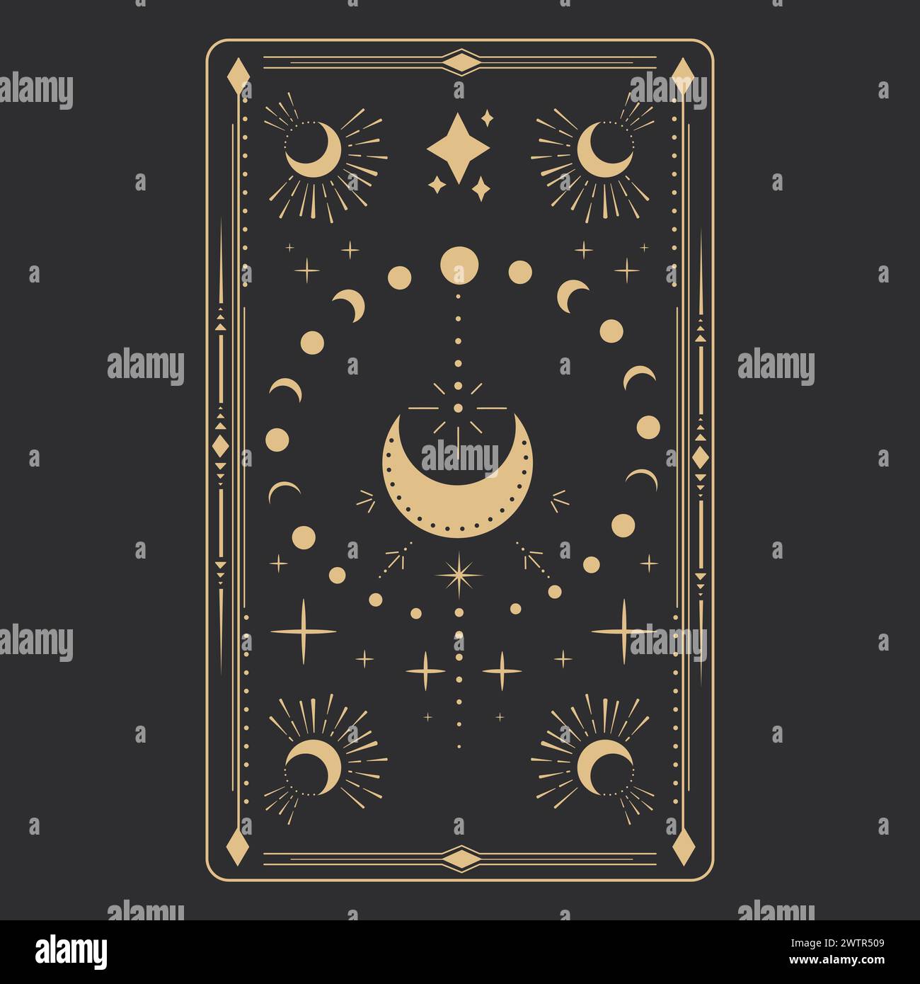 Alchemical esoteric mystical magic templates for tarot cards frame ...