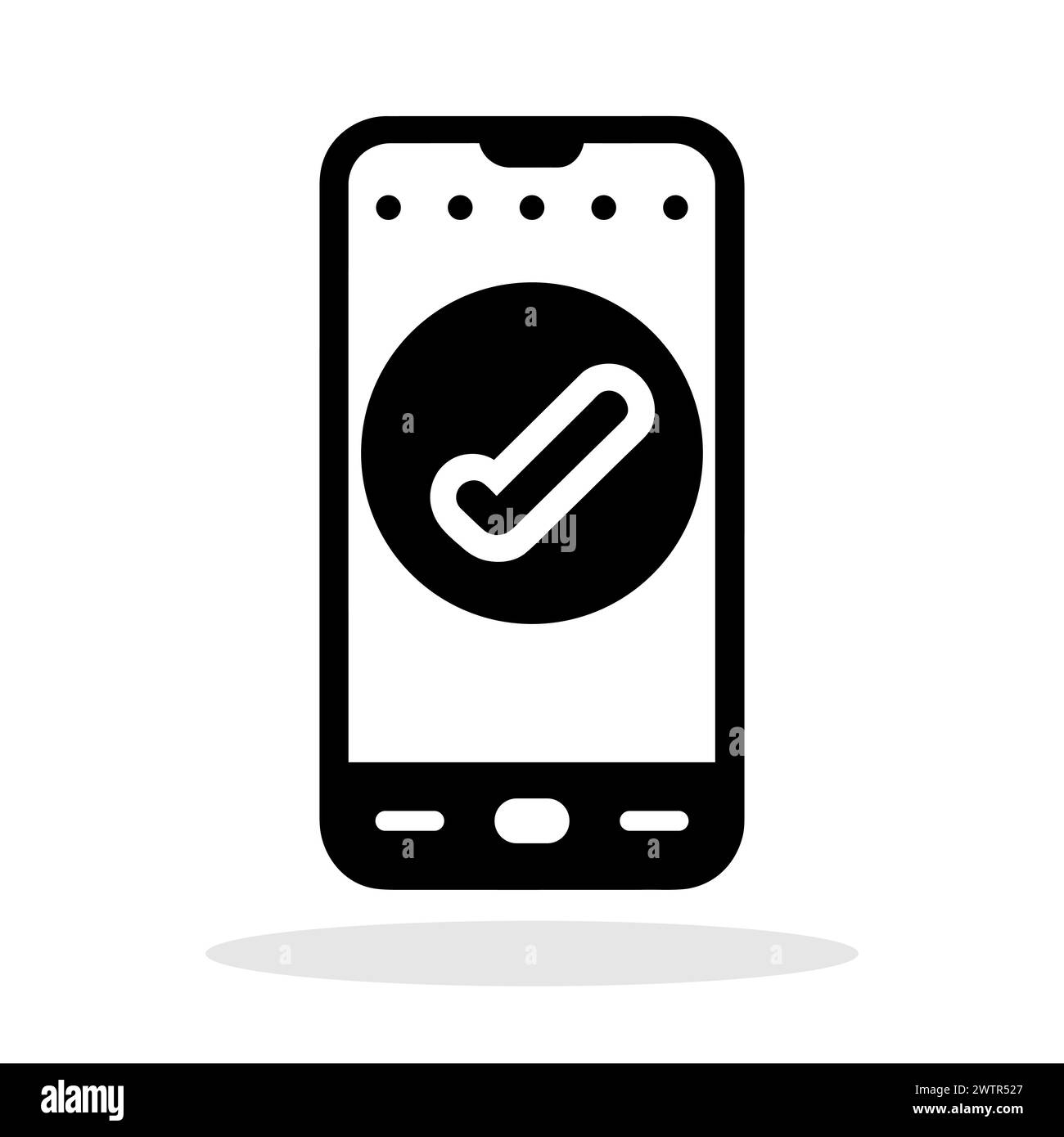Phone with check mark icon. Black smartphone icon with check mark on ... Phone with check mark icon. Black smartphone icon with check mark on ...