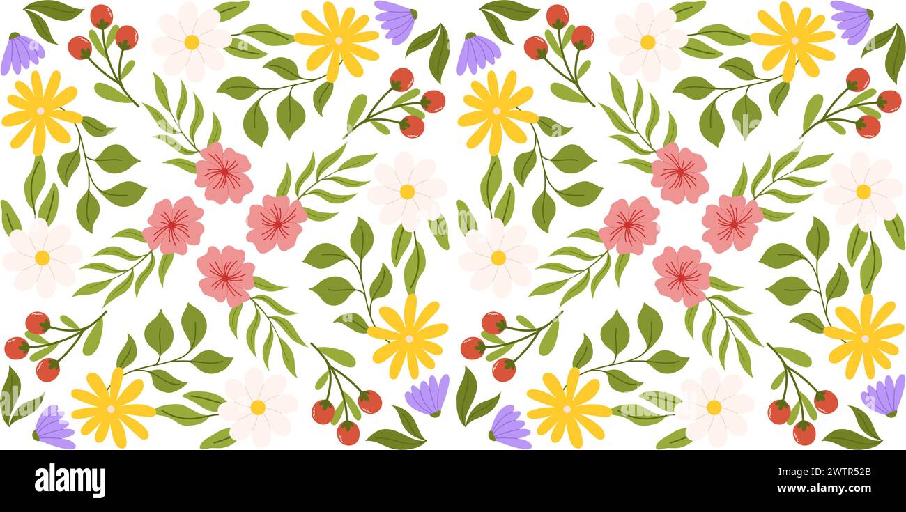 Continuous design featuring floral elements. Botanical-inspired ...