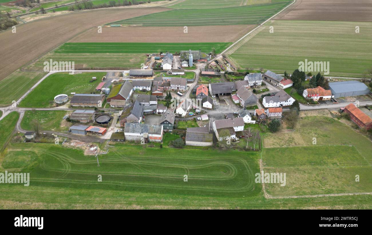 Alsfeld, Germany. 14th Mar, 2024. The small village of Münch-Leusel ...