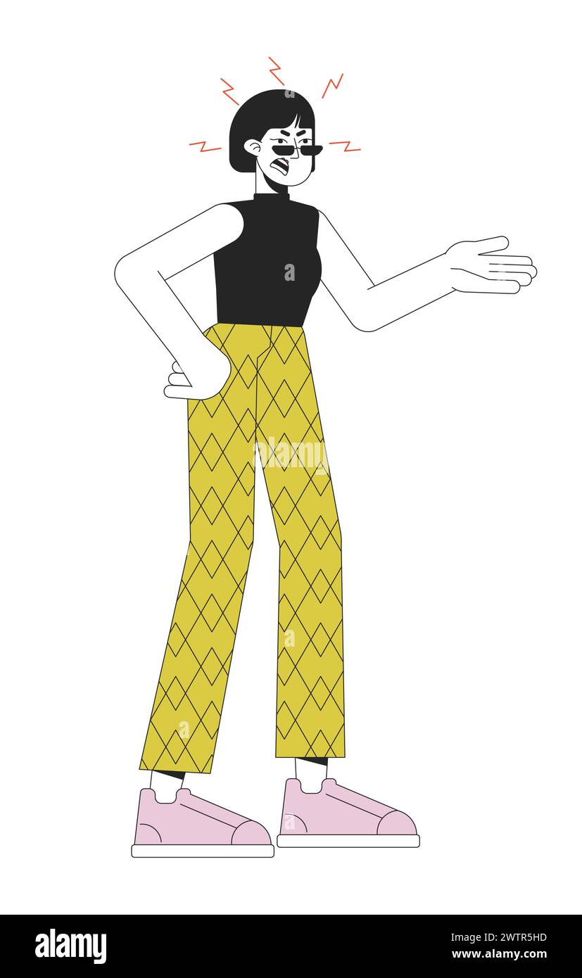 Asian woman complaining 2D linear cartoon character Stock Vector Image ...