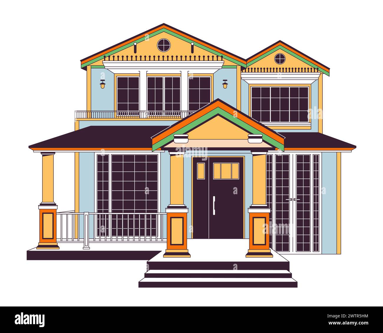 Suburban home 2D linear cartoon object Stock Vector Image & Art - Alamy
