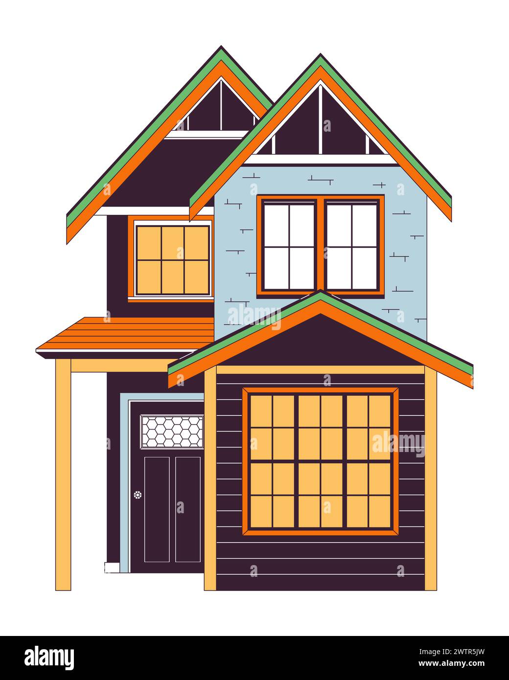 Townhouse house 2D linear cartoon object Stock Vector Image & Art - Alamy