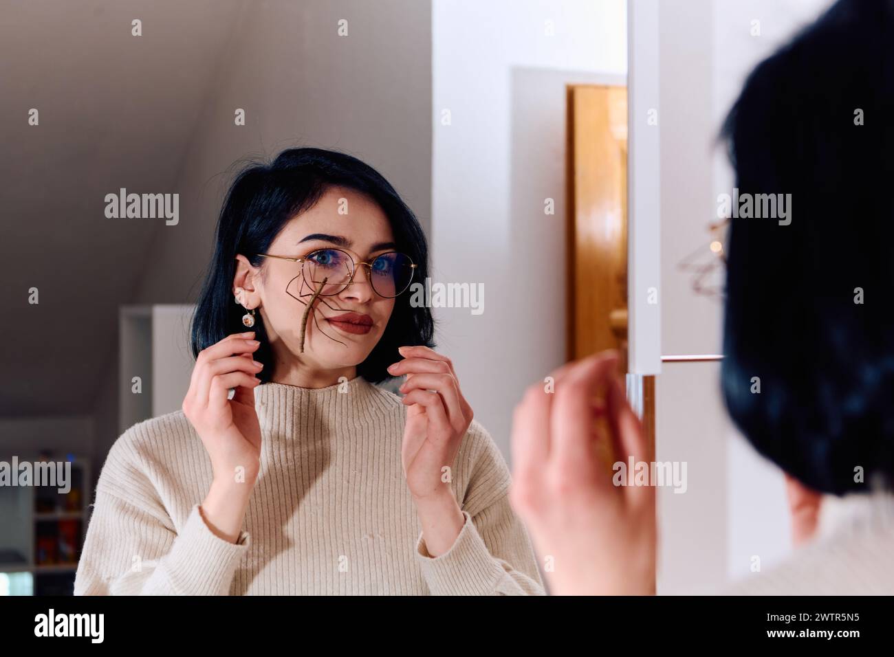 Young Woman Captured in a Beautiful Moment with Her Stick Insect ...