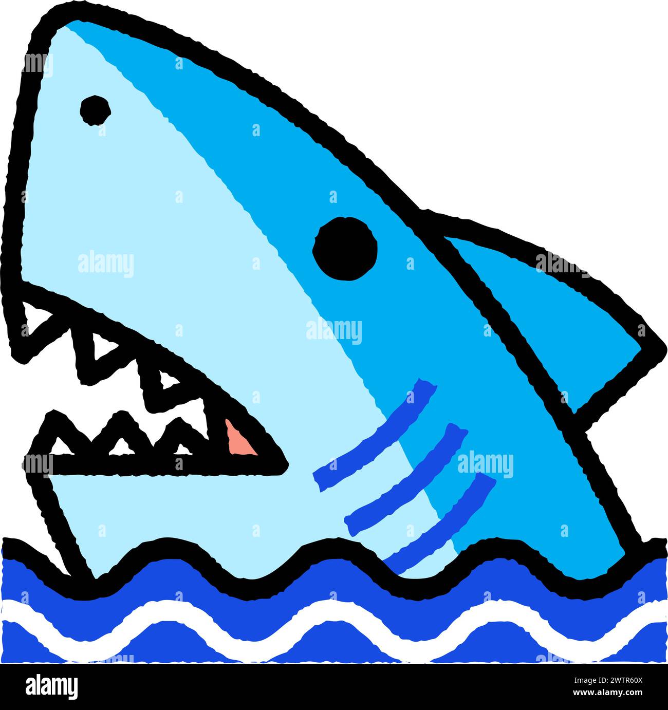 shark cartoon roughen filled outline icon for decoration, website, web ...