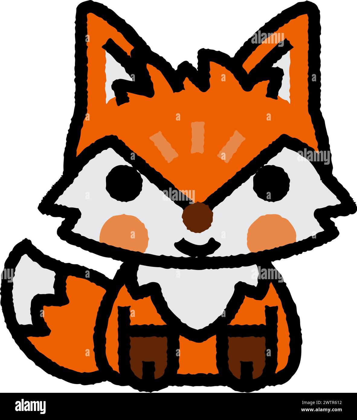 fox cartoon roughen colored line icon for decoration, website, web ...
