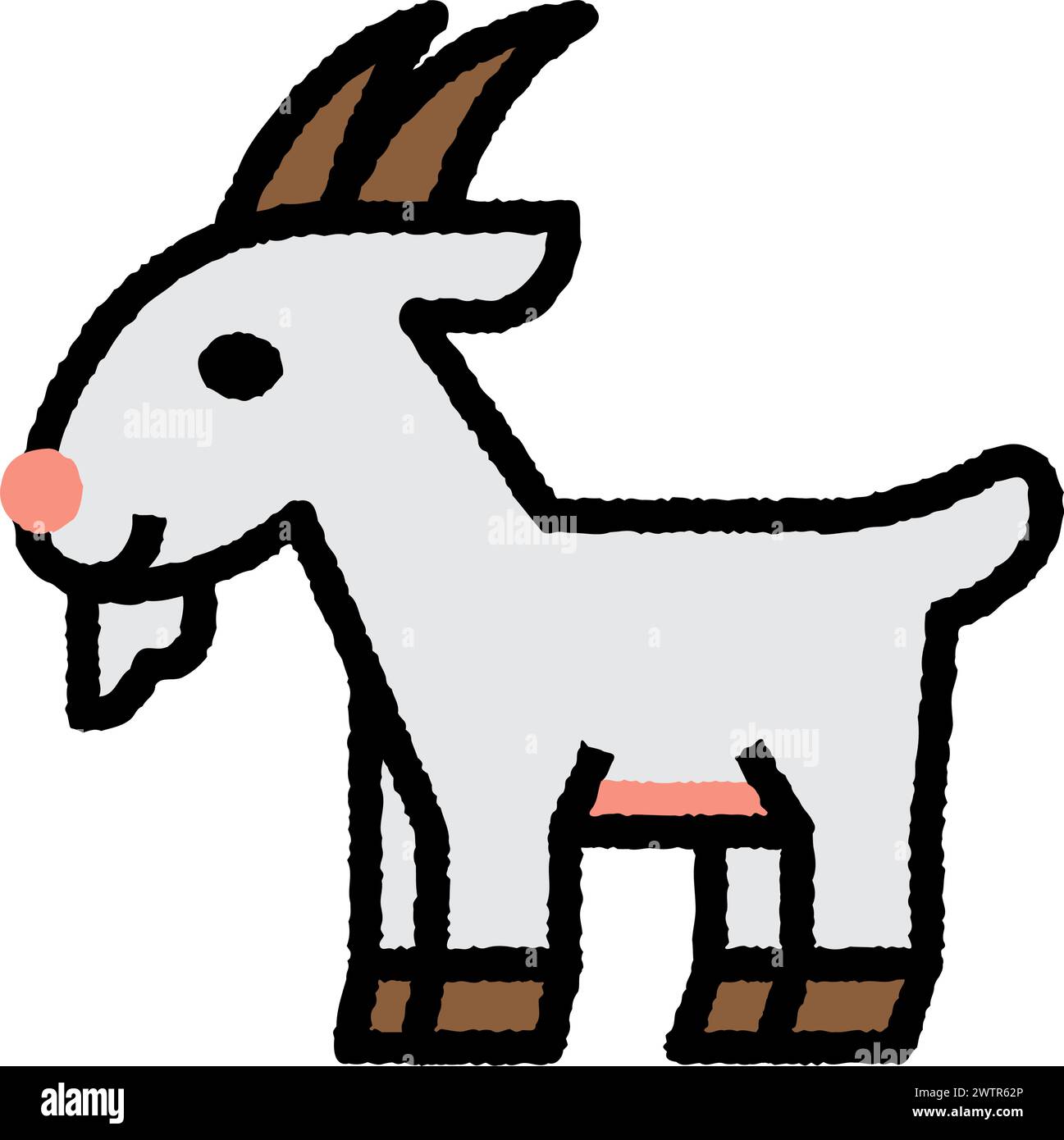 goat cartoon roughen filled outline icon for decoration, website, web ...