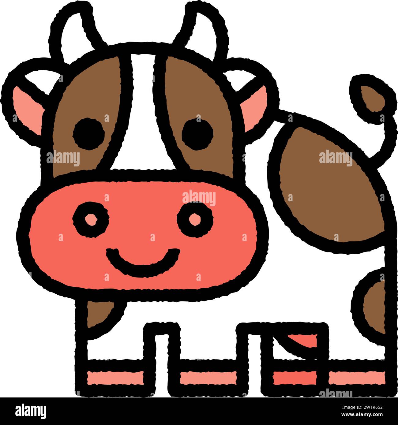 cow cartoon roughen filled outline icon for decoration, website, web ...