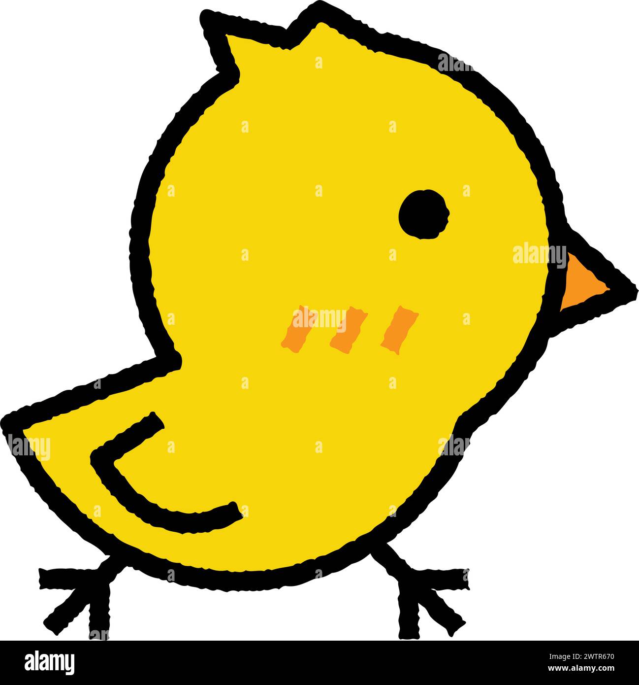 Yellow Chicken Cartoon Roughen Filled Outline Icon For Decoration Website Web Mobile App 