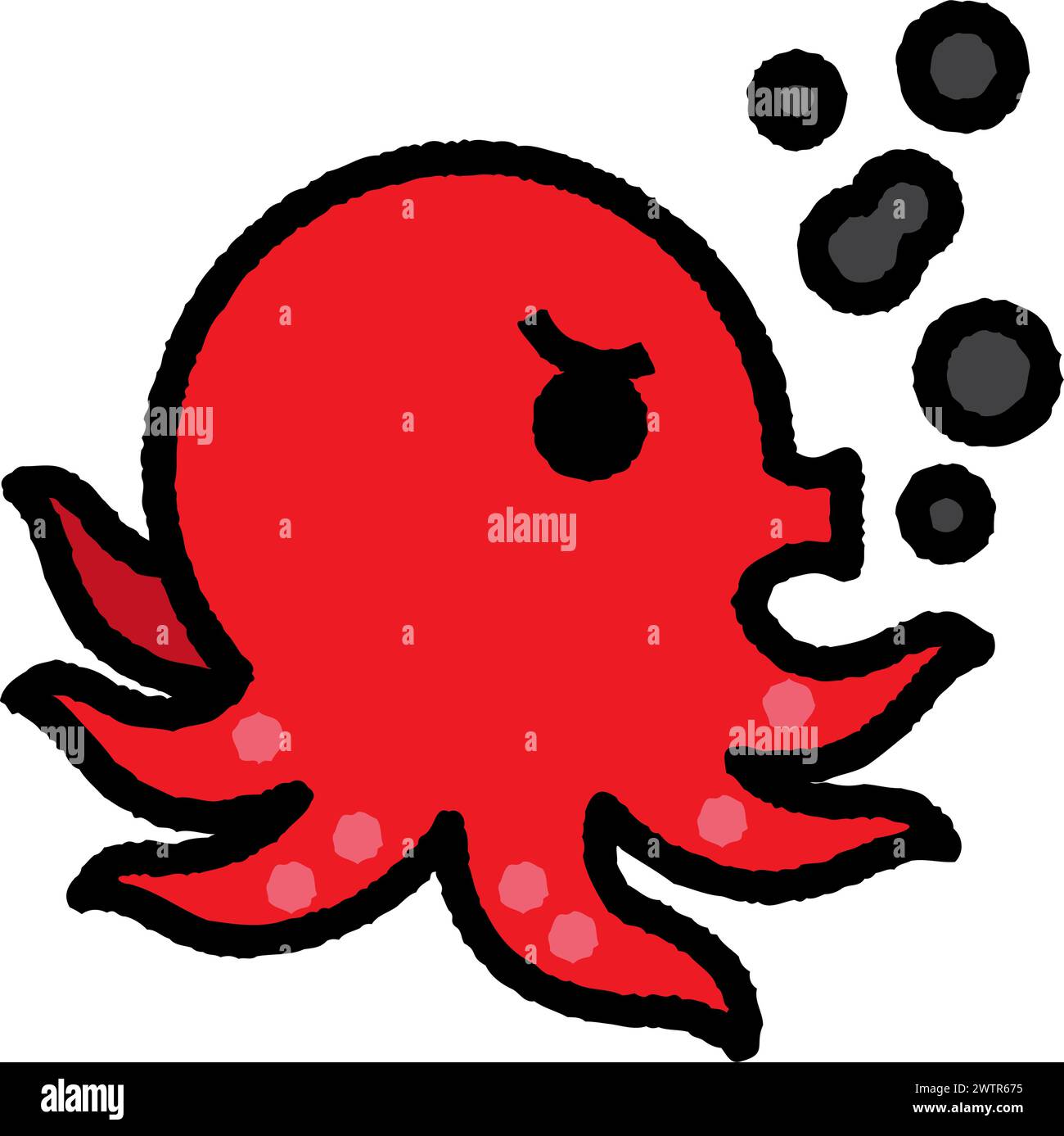 octopus cartoon roughen filled outline icon for decoration, website ...