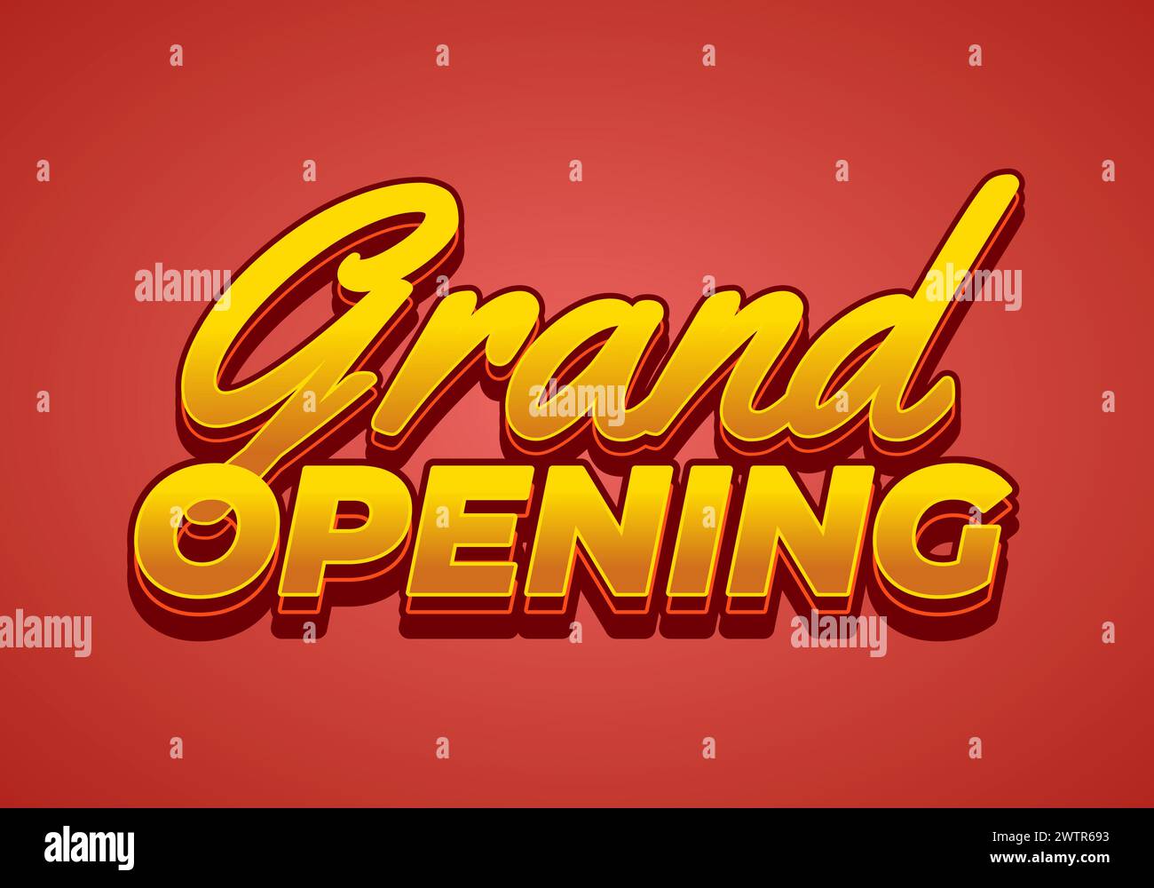 Grand opening. Text effect design in yellow red color with 3 dimension ...