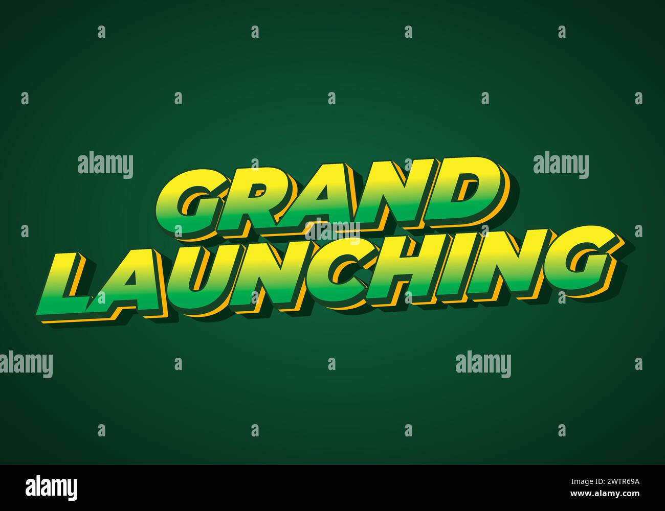 Grand launching. Text effect design in yellow green colors Stock Vector ...