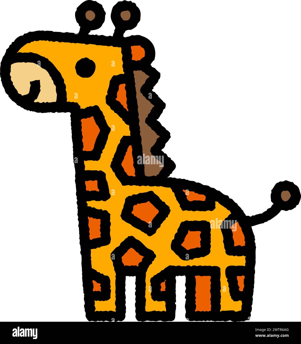 giraffe cartoon roughen filled outline icon for decoration, website ...