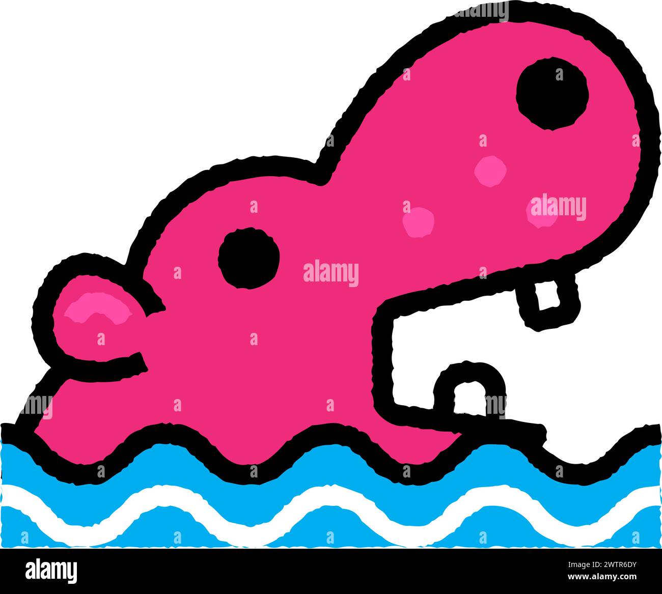 hippo cartoon roughen filled outline icon for decoration, website, web ...
