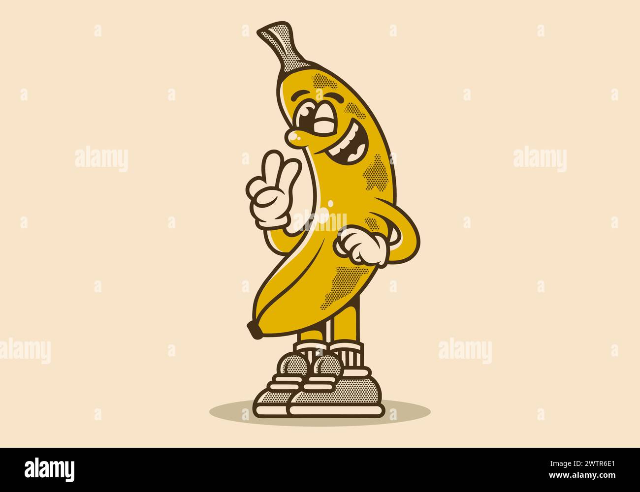Mascot character illustration of a banana with hand forming peace ...