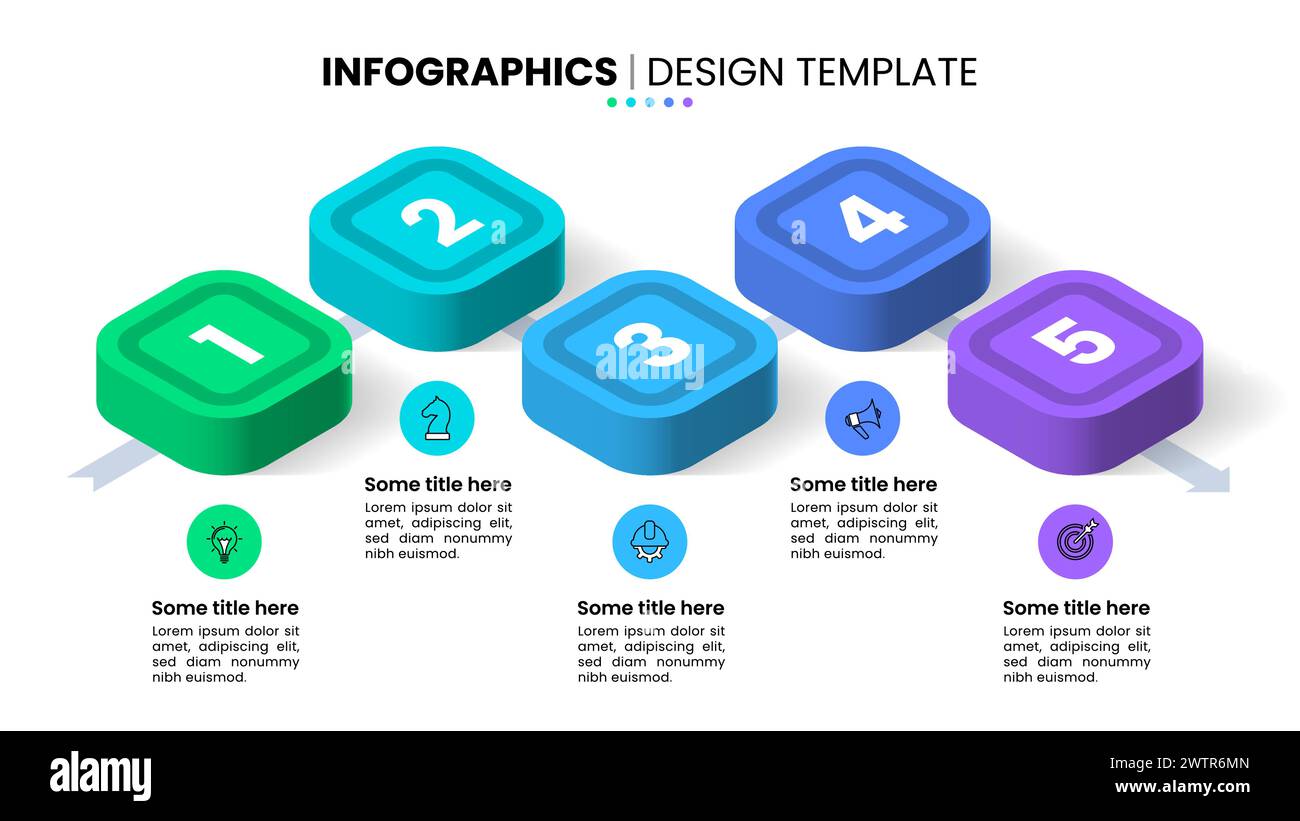 Infographic template with icons and 5 options or steps. Isometric path. Can be used for workflow ...
