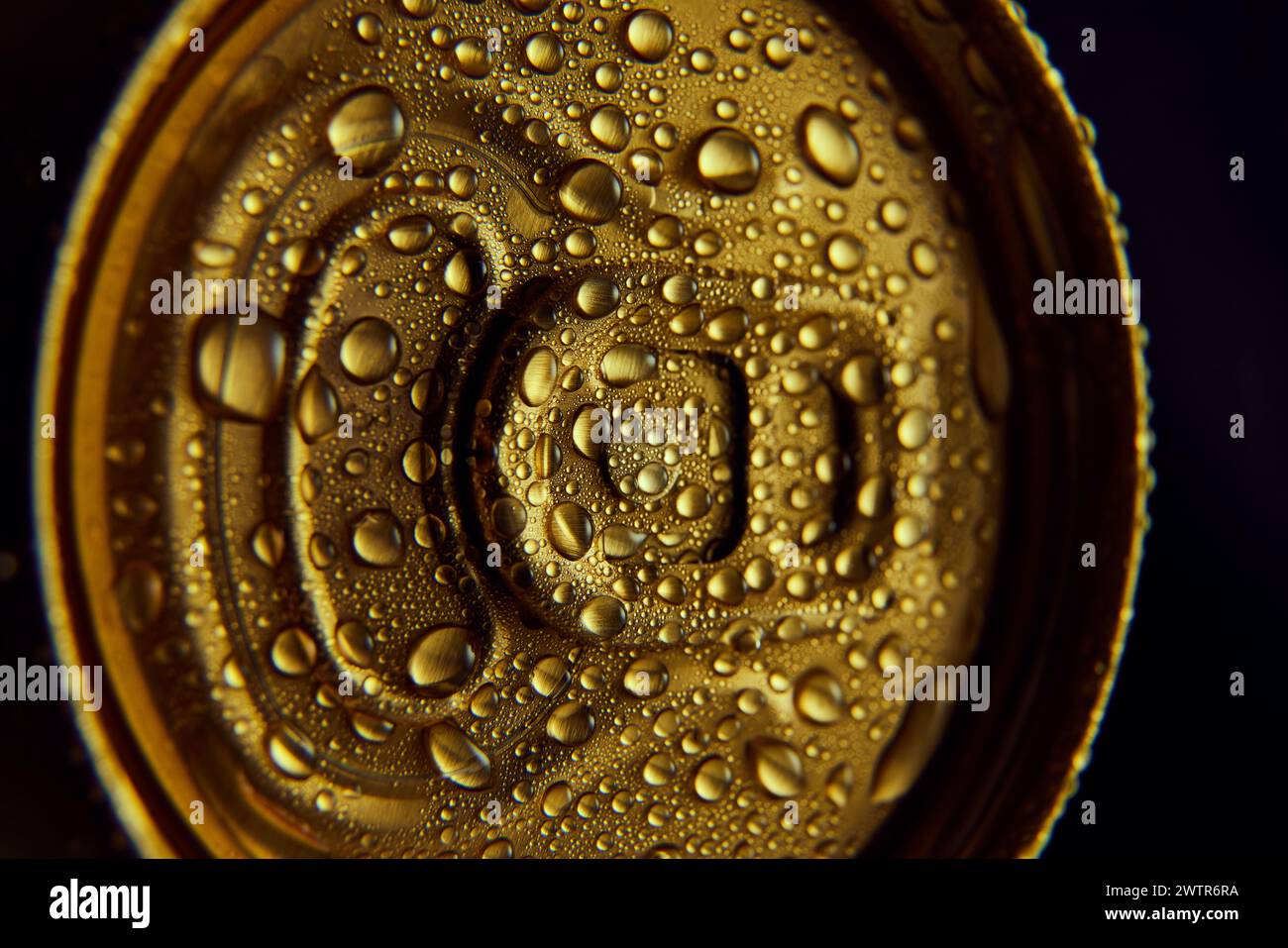 Close-up photo of golden aluminum closed can, jar of beer, coke, soda ...