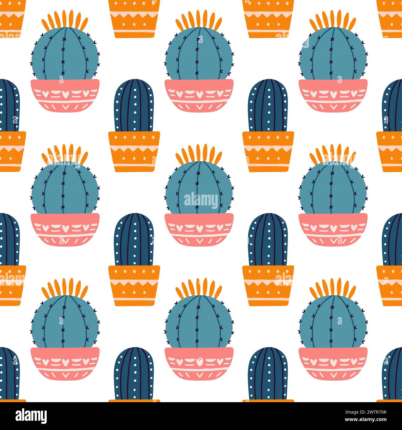 Cute cactus seamless pattern. Desert spiny plant, mexico cacti flower ...