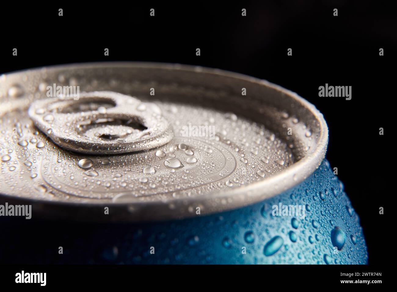 Close-up photo of aluminum closed jar of beer, coke, soda with ...