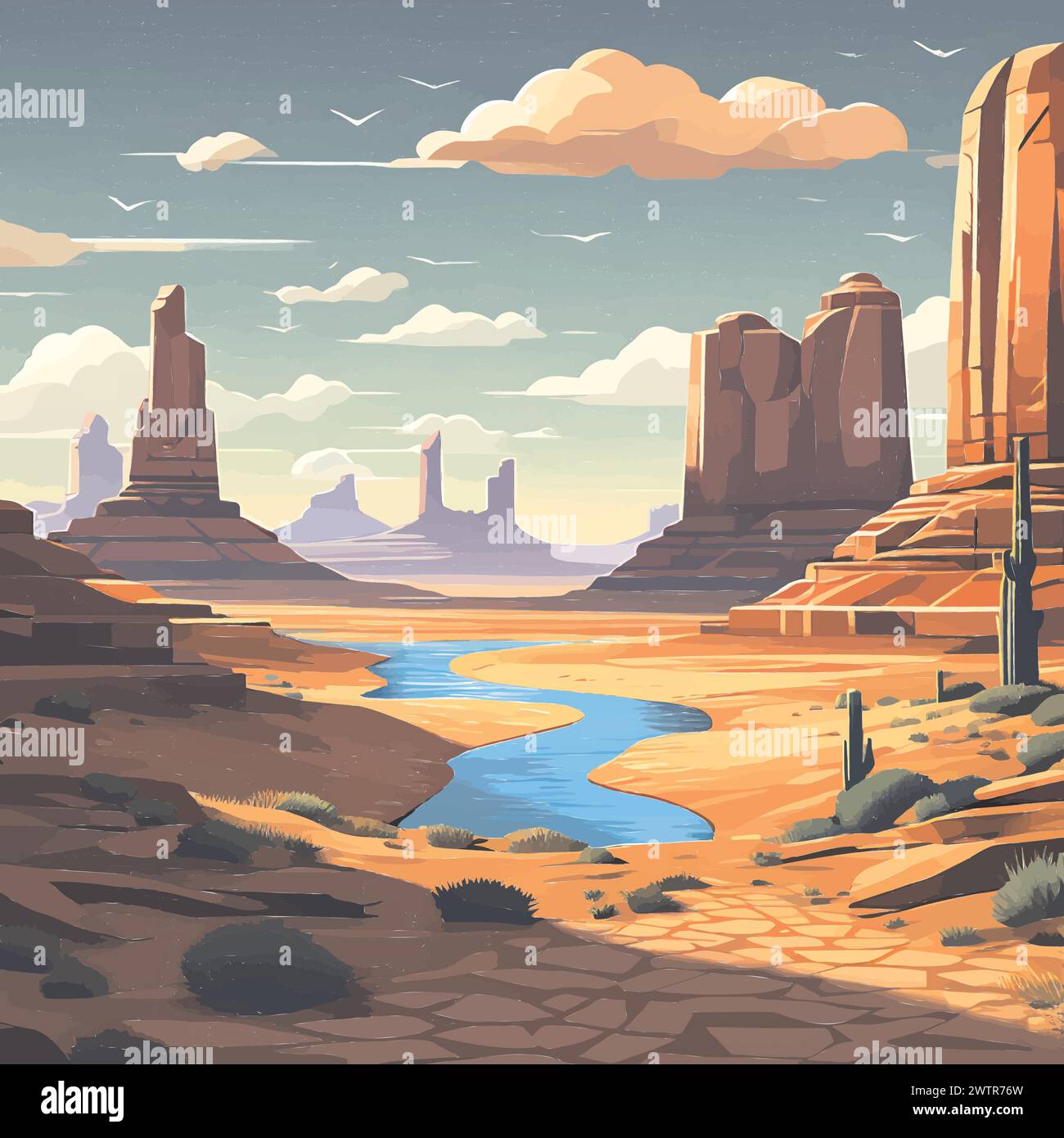 Desert and blue sky nature desert mountainous Stock Vector Images - Alamy