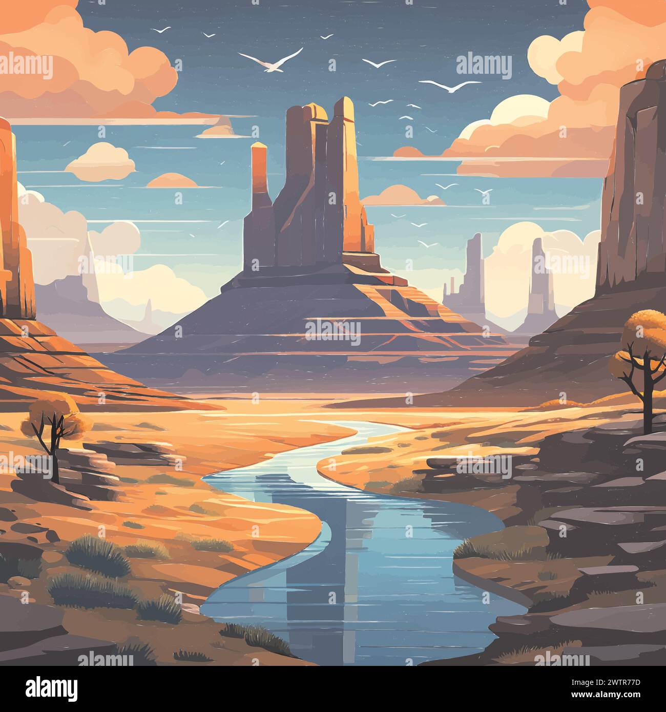 Desert and blue sky nature desert mountainous Stock Vector Images - Alamy