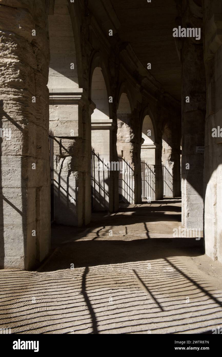 The internal arcades of The Arles Amphitheatre - Arènes d'Arles - a ...