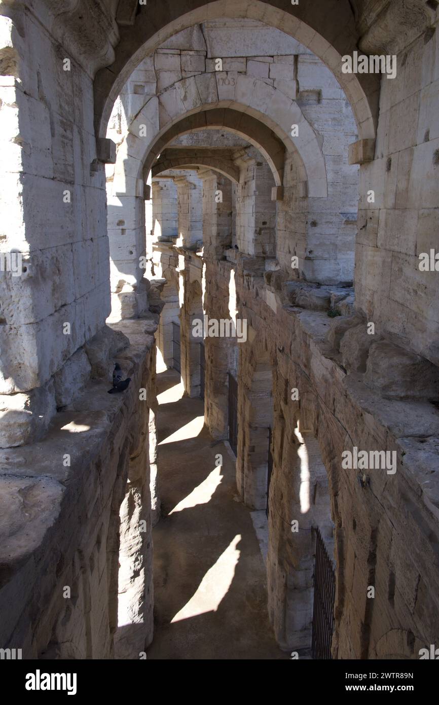 The internal arcades of the Arles Amphitheatre - Arènes d'Arles - a ...