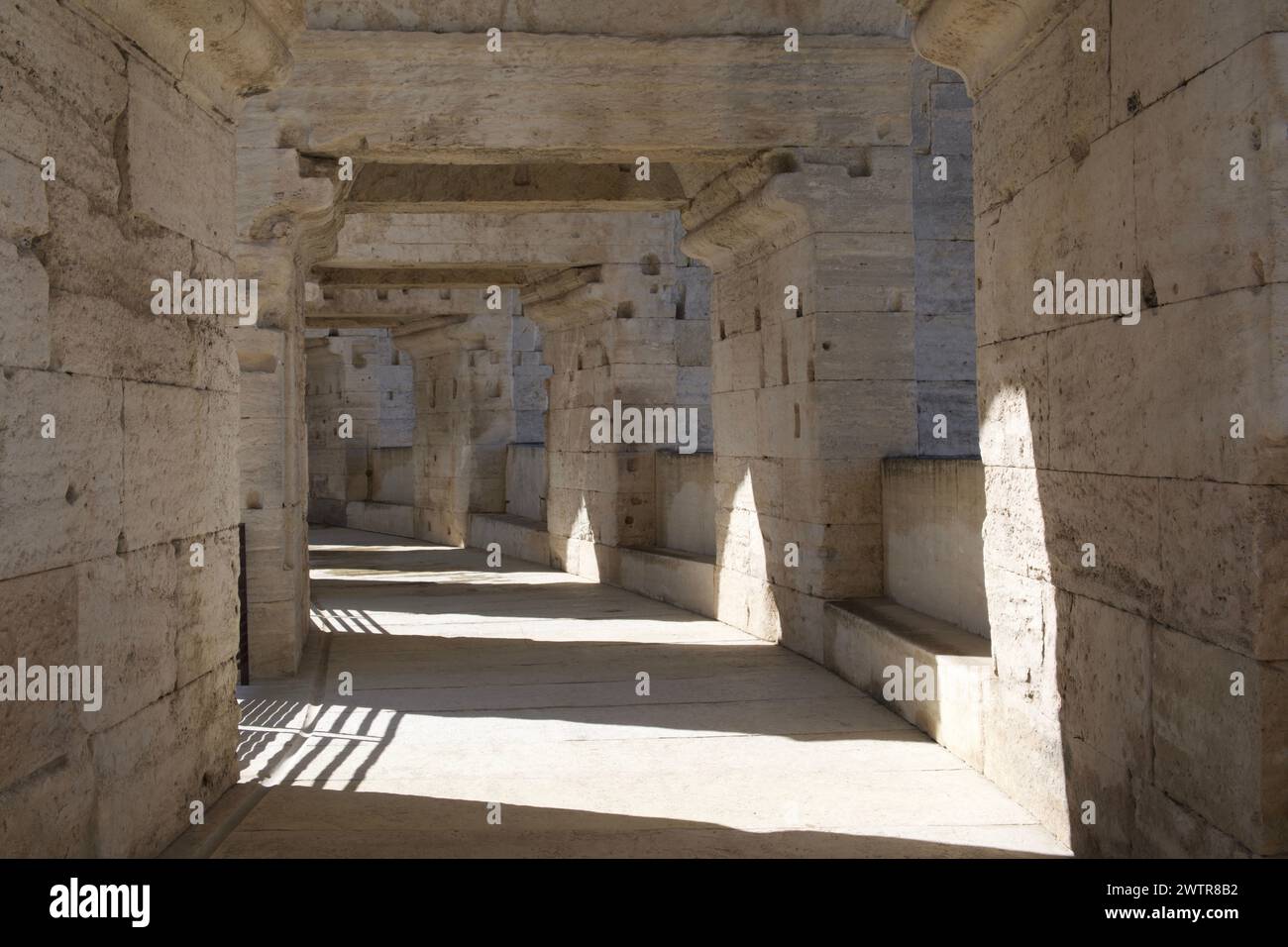 The internal arcades of The Arles Amphitheatre - Arènes d'Arles - a ...
