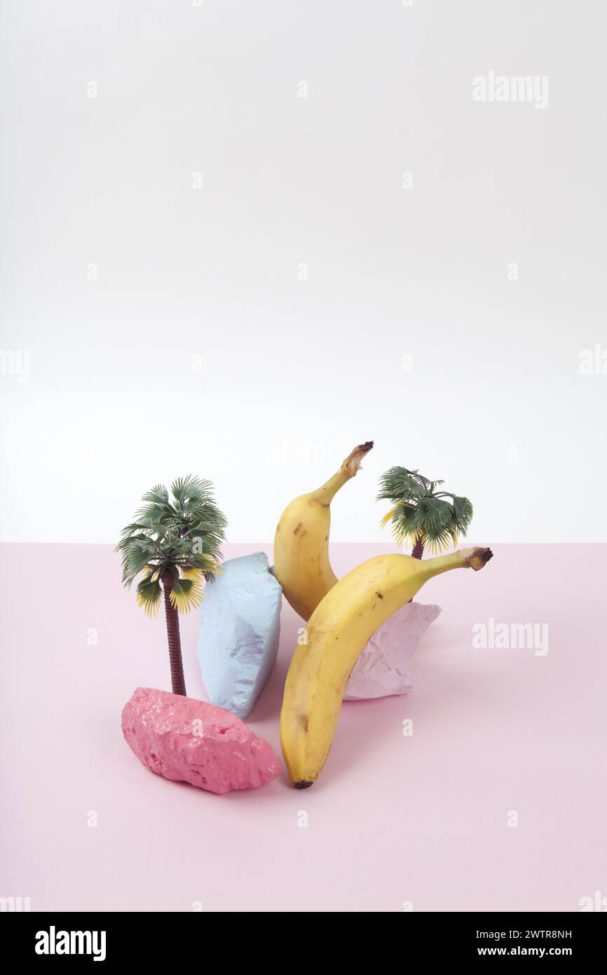 a scenographic composition and metaphor for an island with palm trees ...