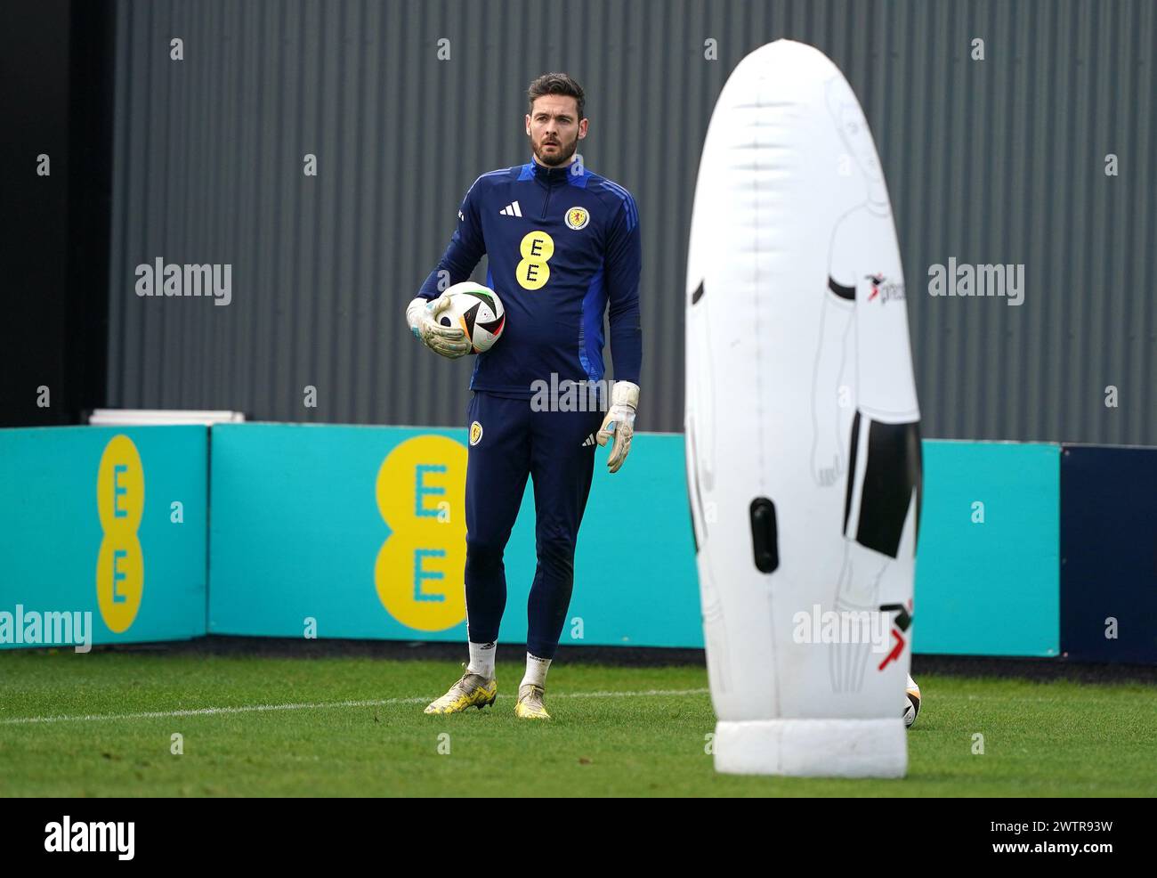 Scotland goalkeeper Craig Gordon during a training session at Lesser ...