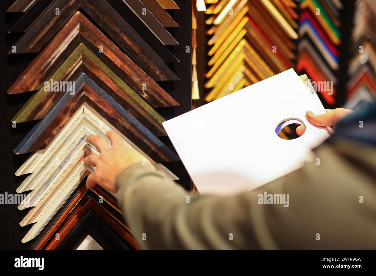 Baguette shop close-up of different types of baguette in color and ...