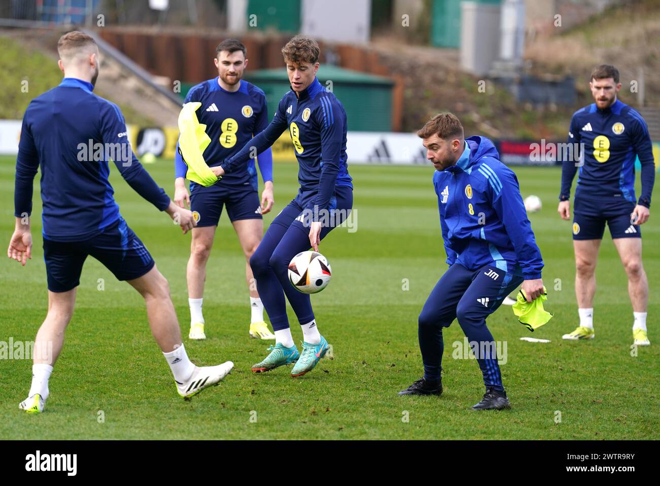Scotland's Jack Hendry (centre) and team-mates during a training ...