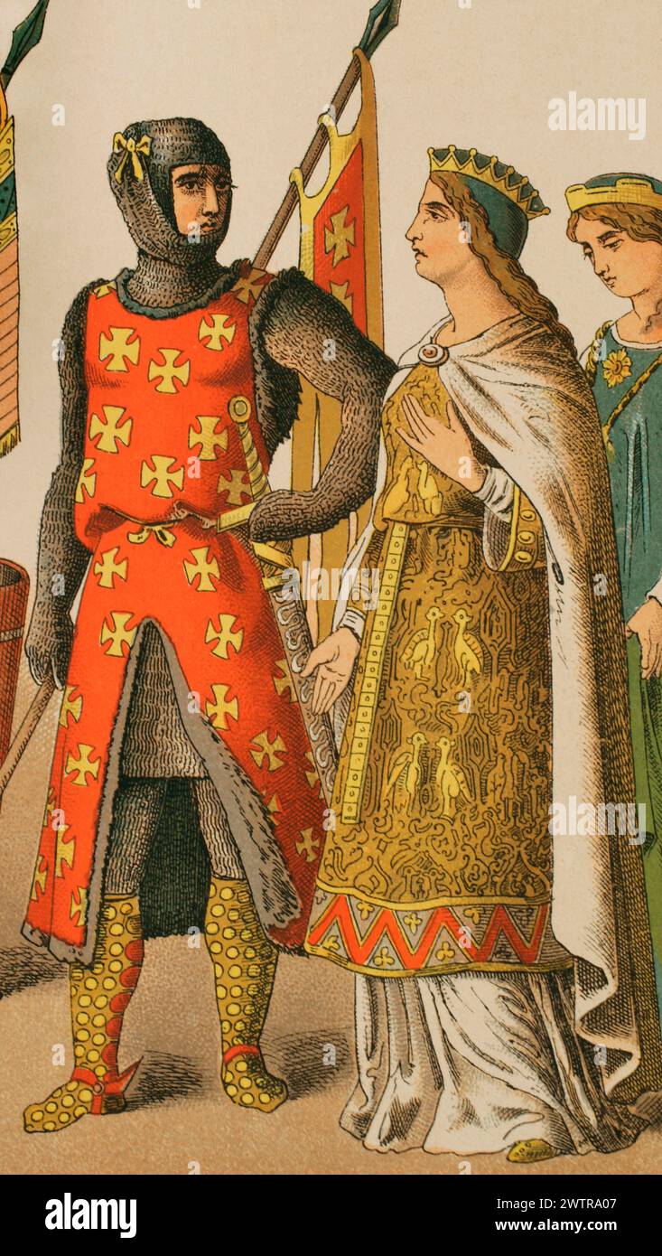 Holy Roman Empire, 1100. From left to right: warrior, princess and lady ...