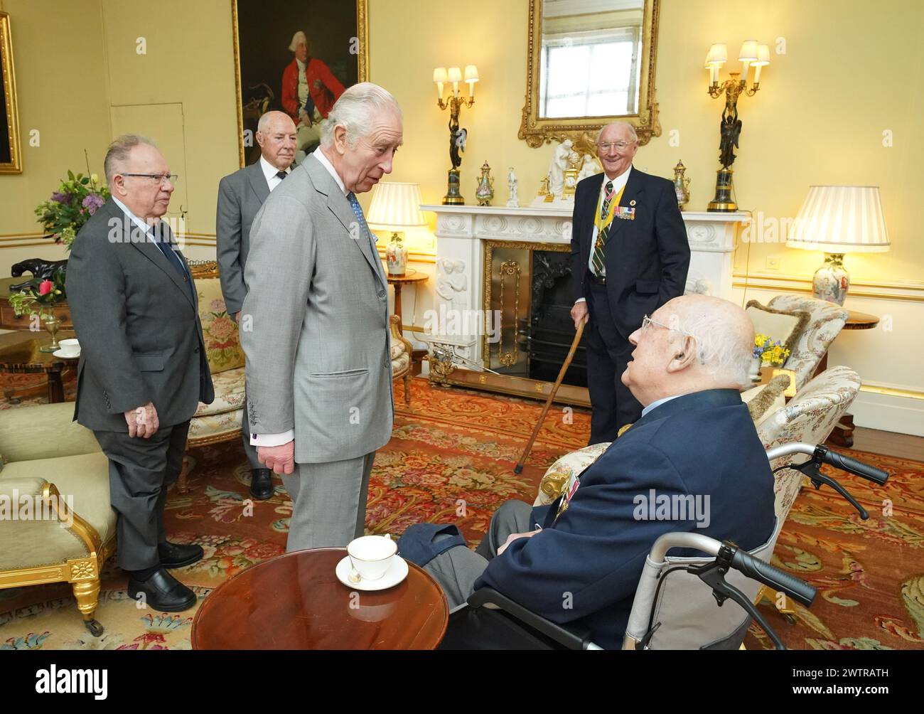 King Charles III (centre) during an audience with Veterans of the ...