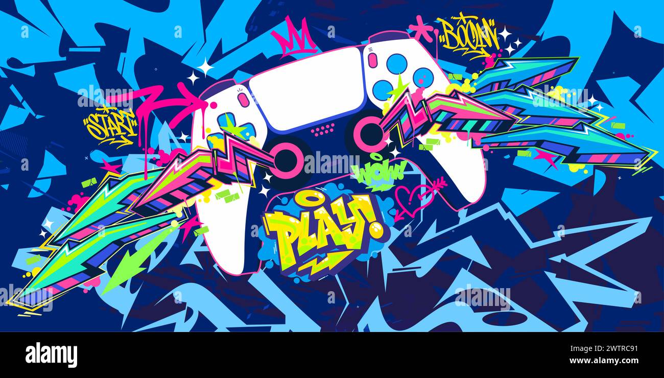 Abstract Joystick Or Gamepad Hip Hop Graffiti Street Art Urban Gaming ...