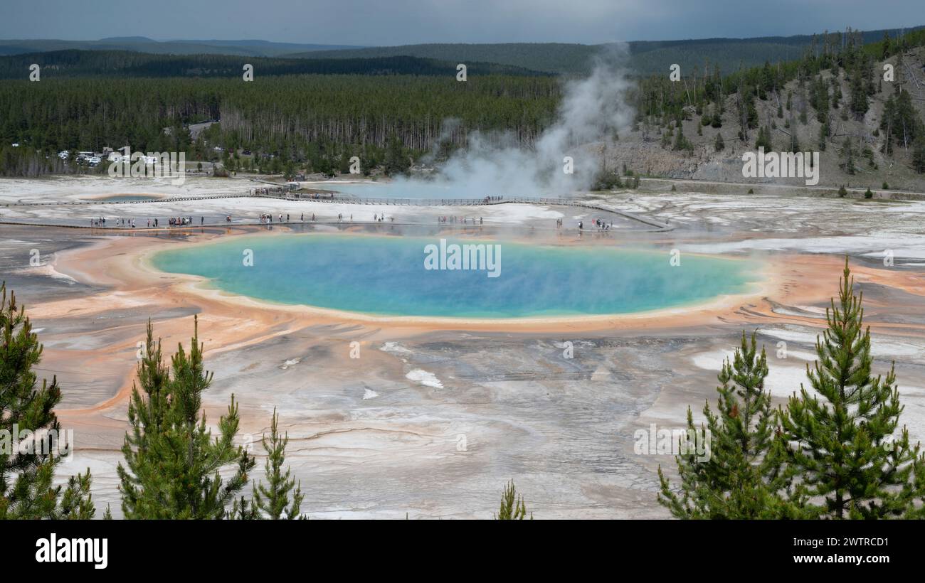 Grand Prismatic Spring Pool In Yellowstone National Park, Wyoming, USA ...