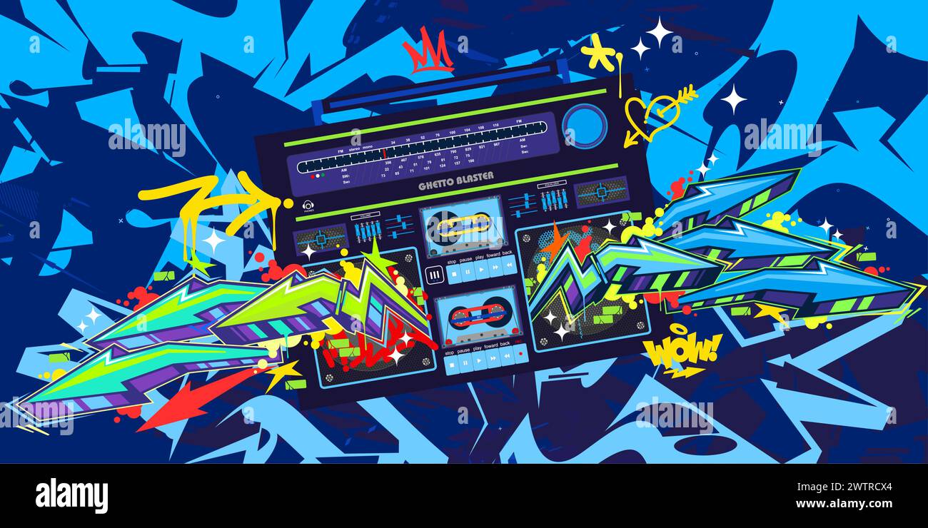Abstract Detailed Ghetto Blaster Urban Style Hiphop Graffiti Street Art ...
