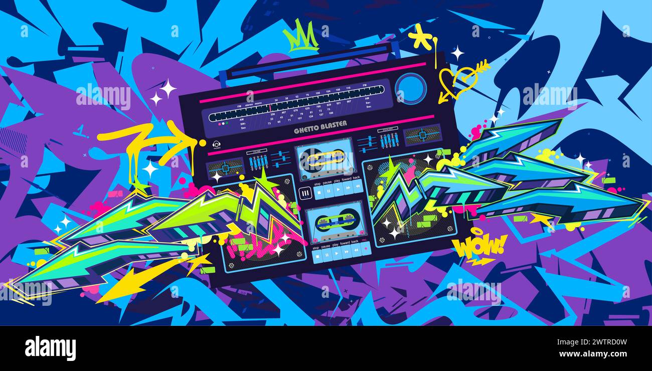 Trendy Abstract Detailed Ghetto Blaster Urban Style Hiphop Graffiti ...