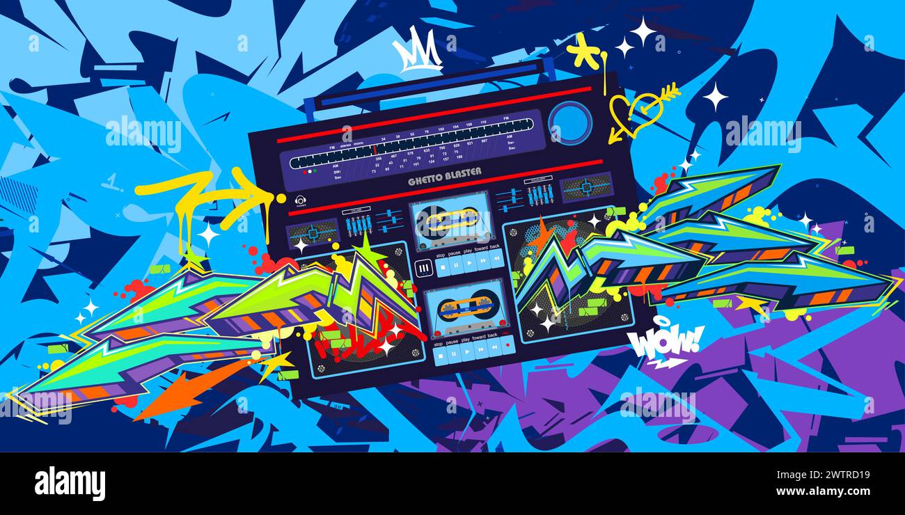 Cool Abstract Detailed Ghetto Blaster Urban Style Hiphop Graffiti ...