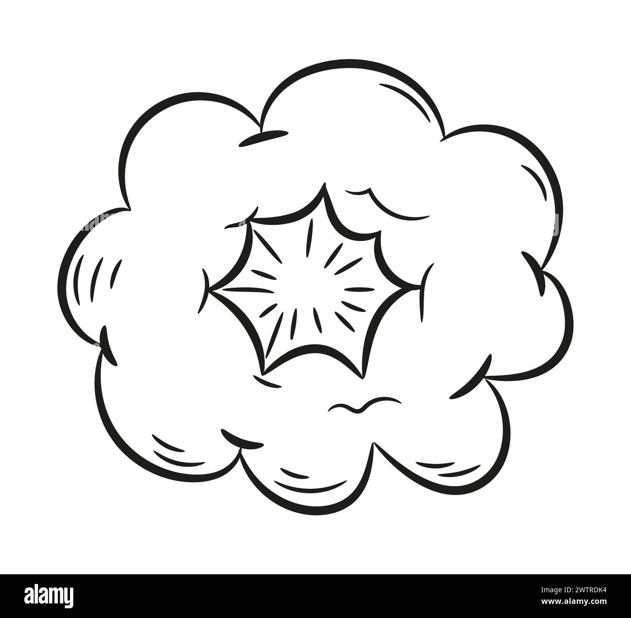 Explosion bomb doodle smoke or cloud, bomb element. Comic wow, boom ...