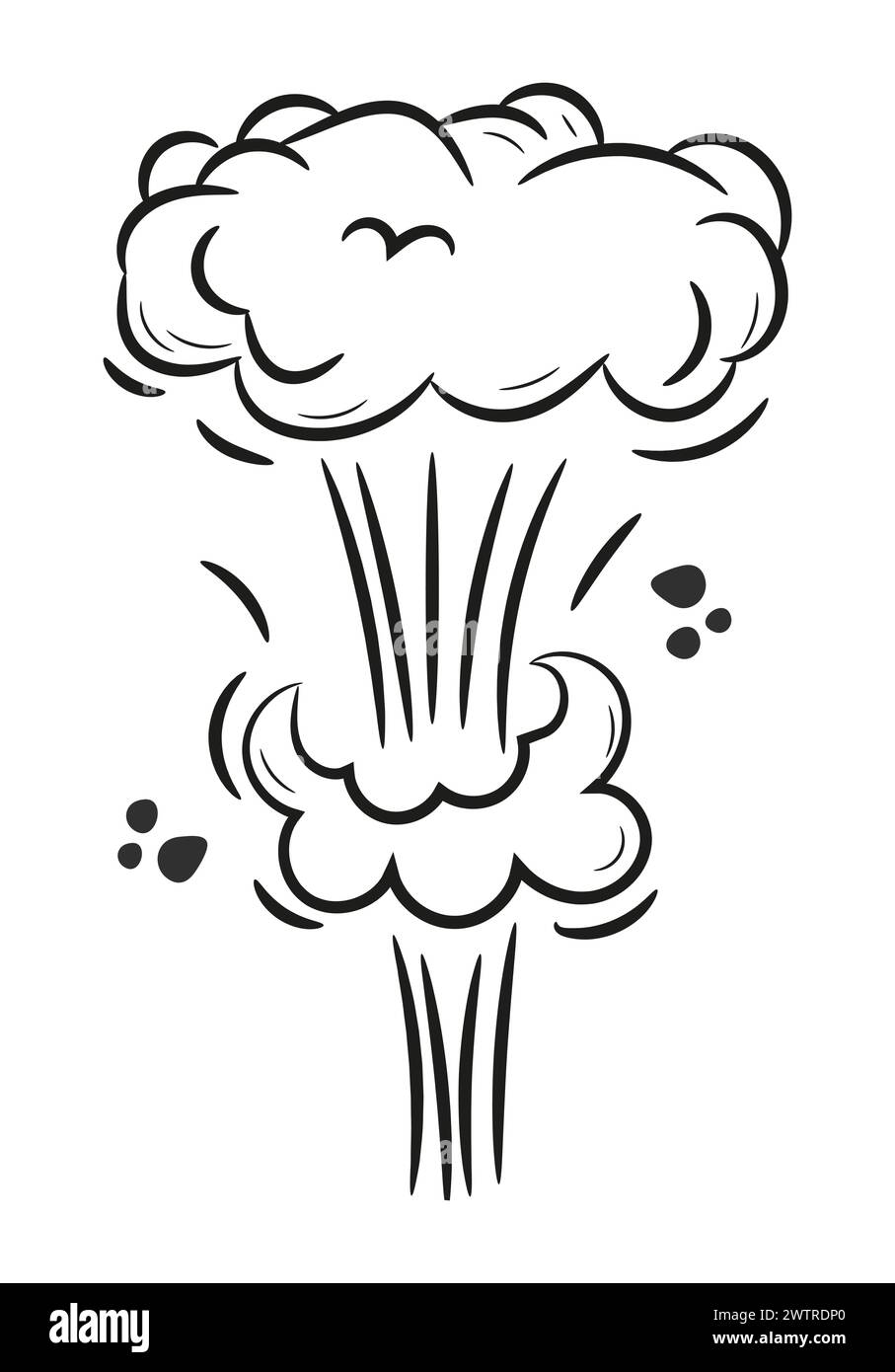 Explosion bomb doodle smoke or cloud, bomb element. Comic wow, boom ...