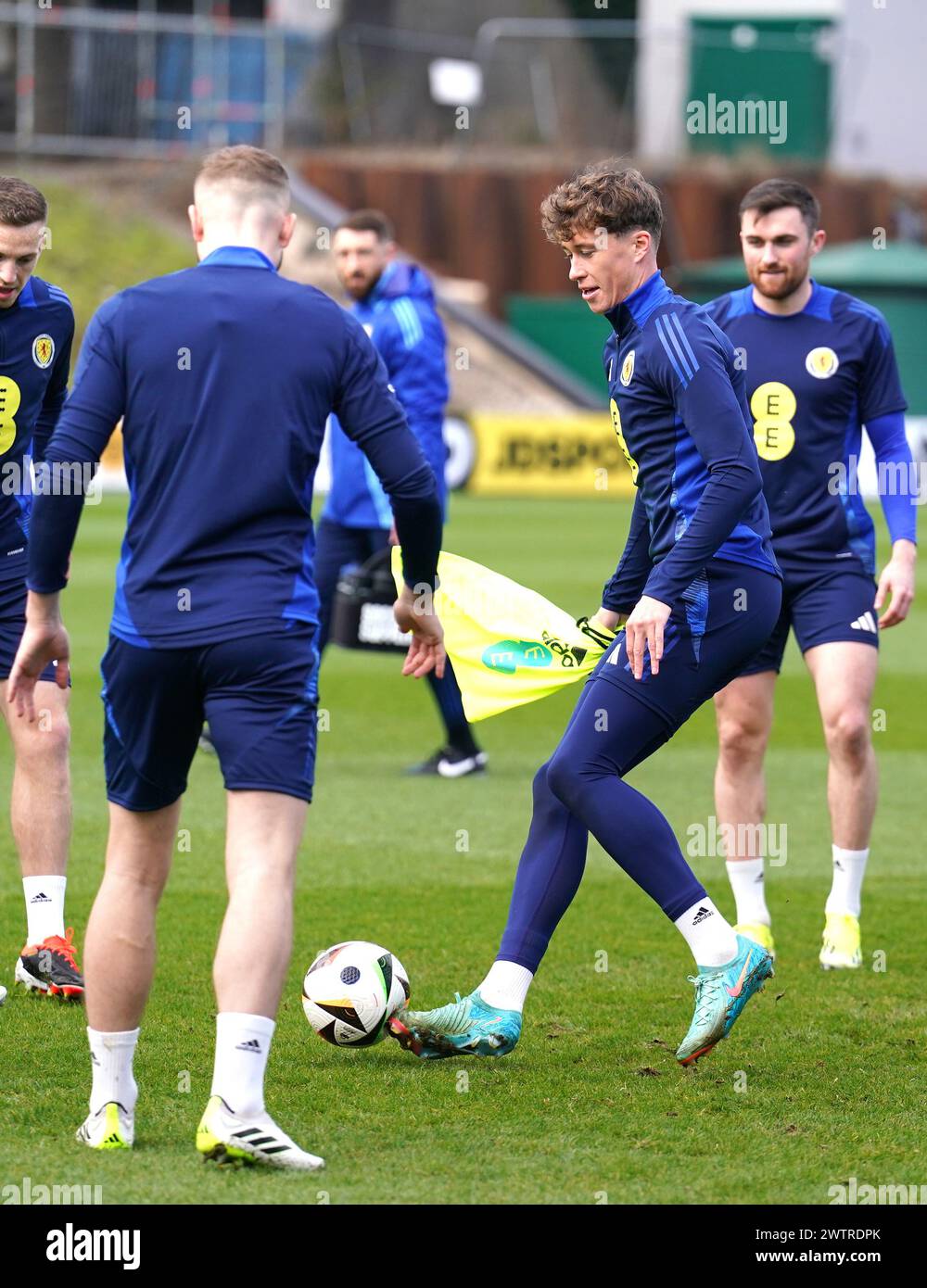 Scotland's Jack Hendry (centre) and team-mates during a training ...
