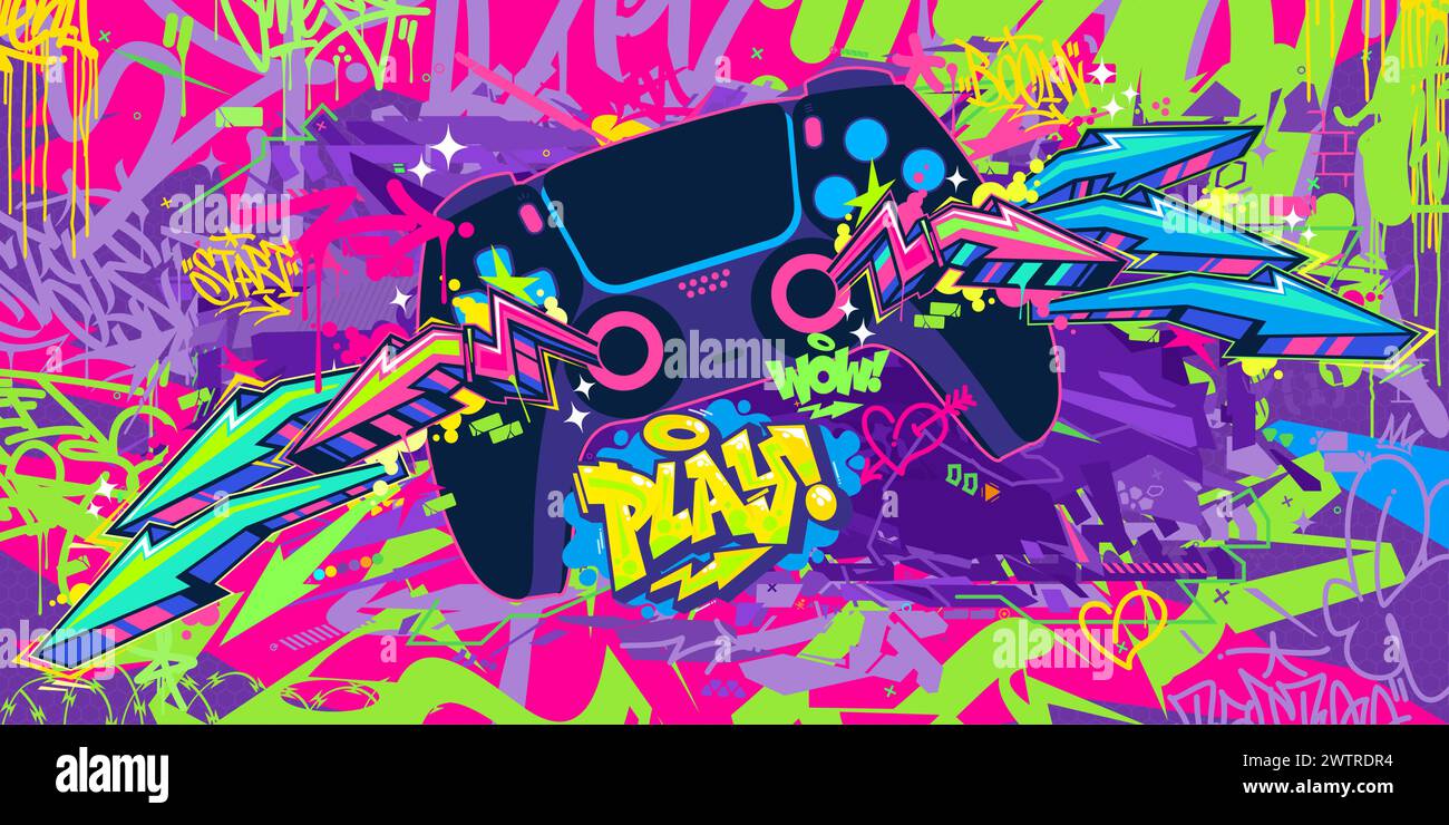 Abstract Joystick Or Gamepad Hip Hop Graffiti Street Art Urban Gaming ...