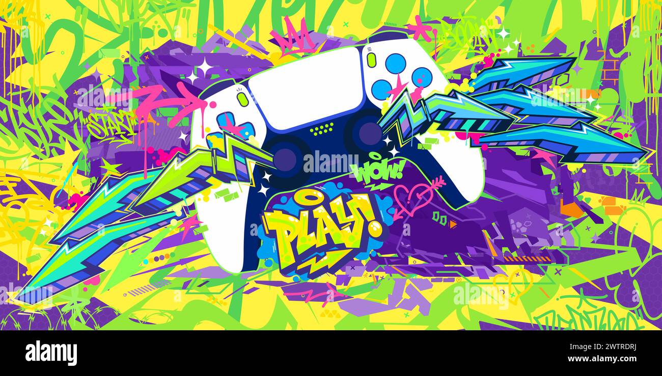 Joystick Or Gamepad Hip Hop Graffiti Street Art Urban Gaming Style ...
