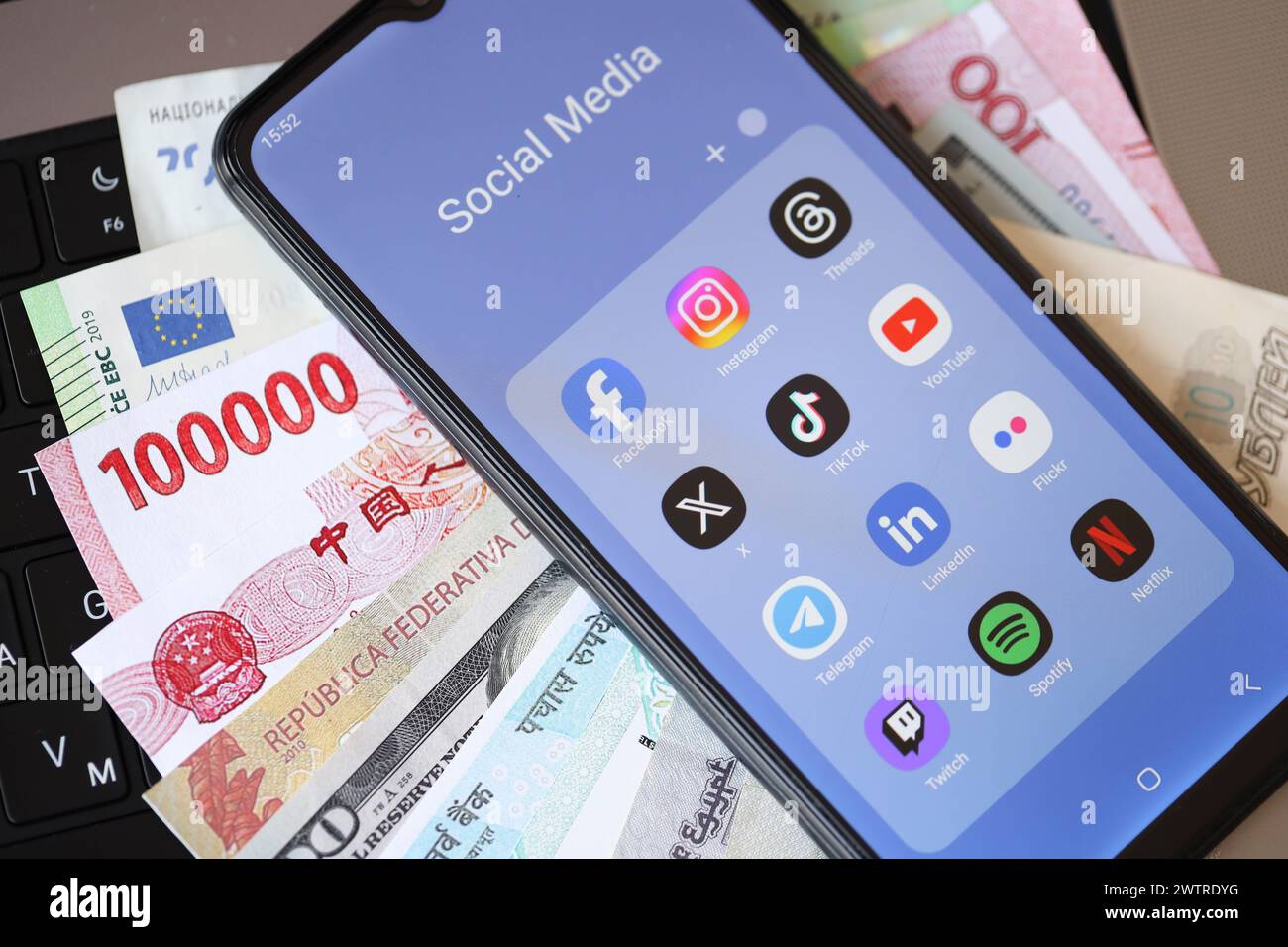 KYIV, UKRAINE - FEBRUARY 28, 2024 Social Media icons group on ...