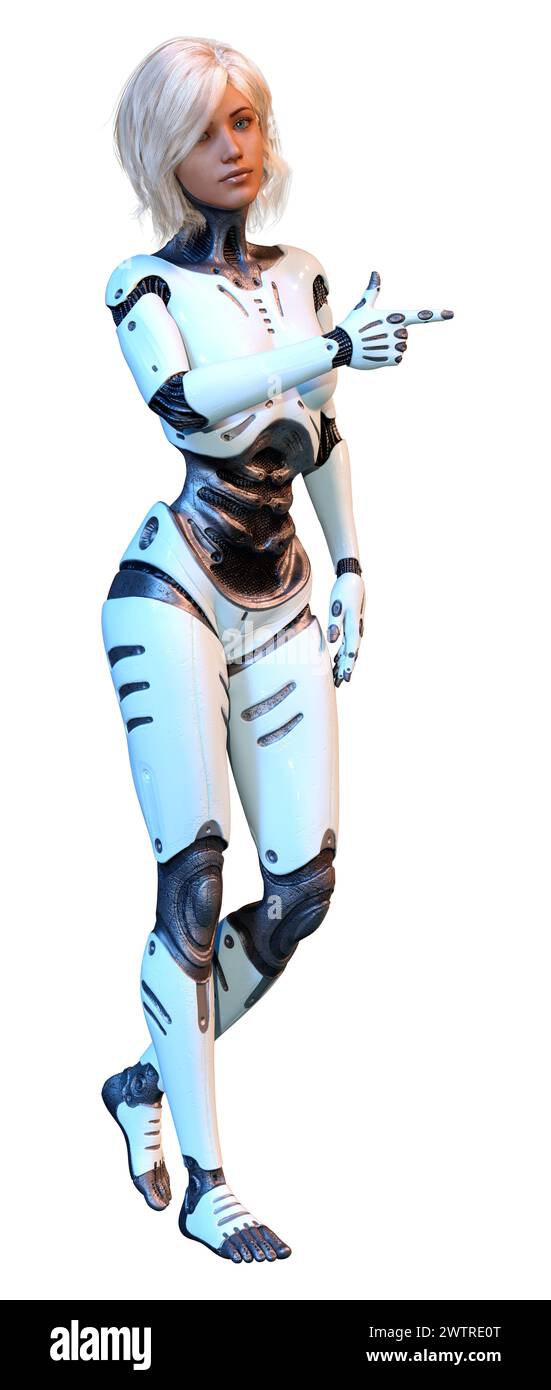 3D rendering of a female robot isolated on white background Stock Photo ...