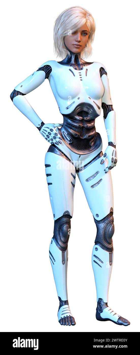3D rendering of a female robot isolated on white background Stock Photo ...